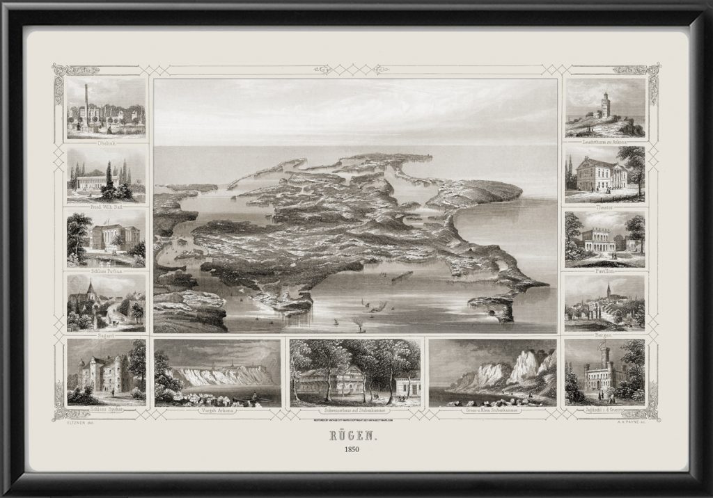 Rugen Germany 1850 Restored Map | Vintage City Maps