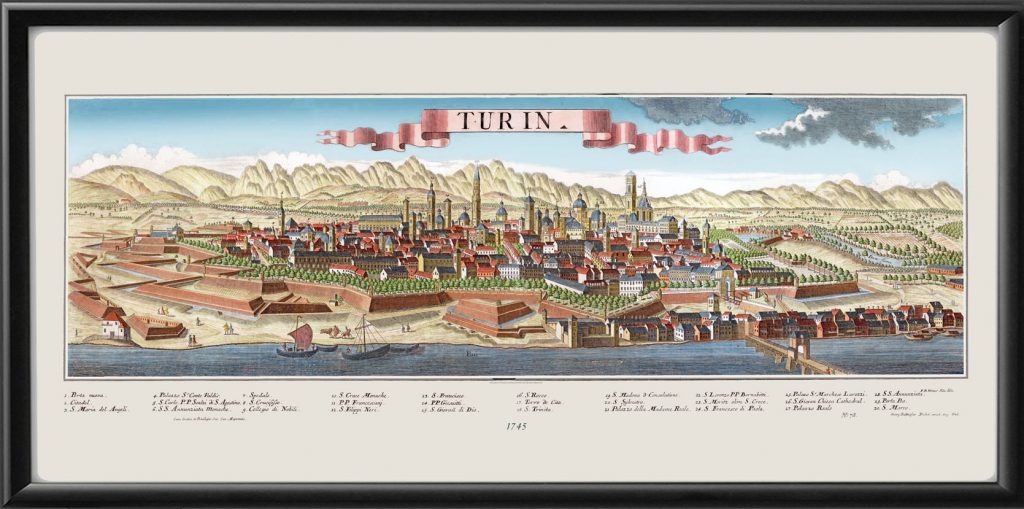 Turin Italy 1745 Restored Map | Vintage City Maps