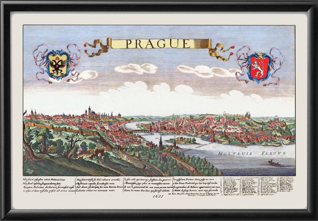 Prague Czech Republic 1667 Restored Map | Vintage City Maps