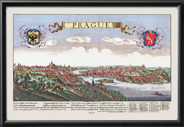 Prague Czech Republic 1606 Restored Map | Vintage City Maps