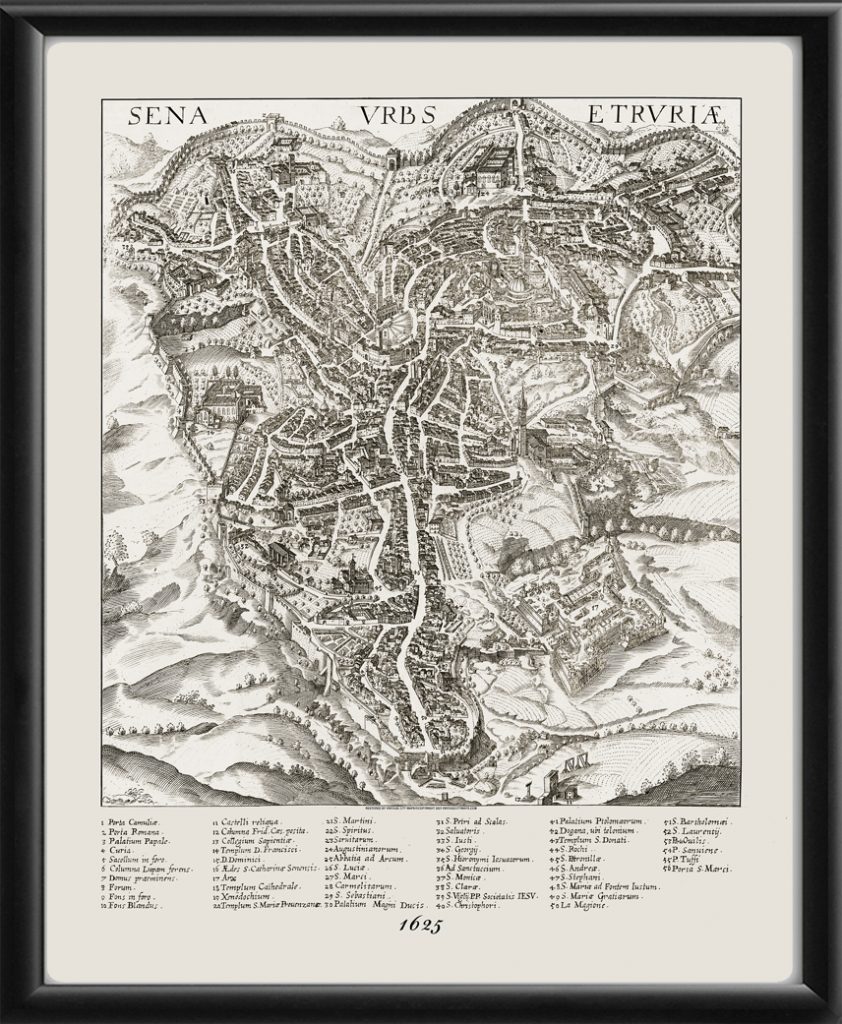 Siena Italy 1625 Restored Map | Vintage City Maps
