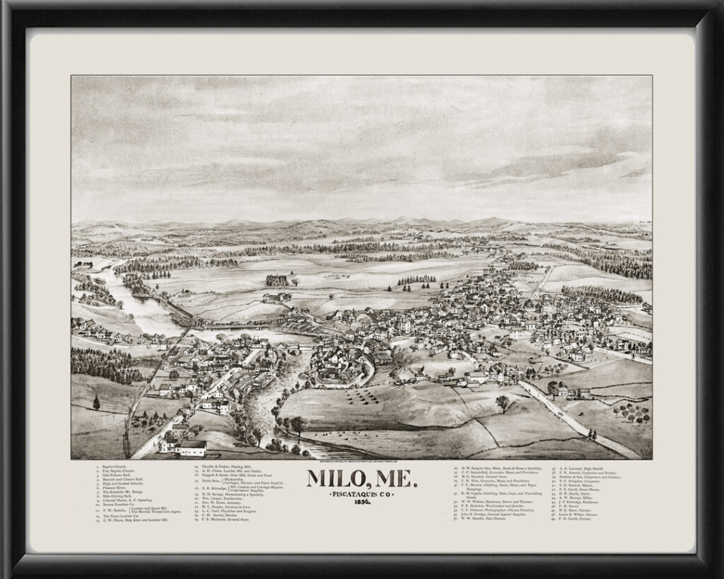 Milo Maine 1896 Restored Map | Vintage City Maps
