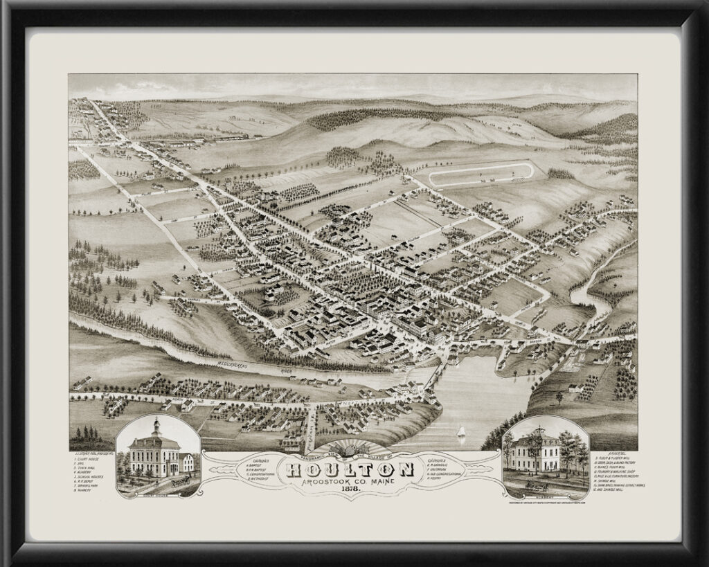 Houlton ME 1878 Restored Map | Vintage City Maps