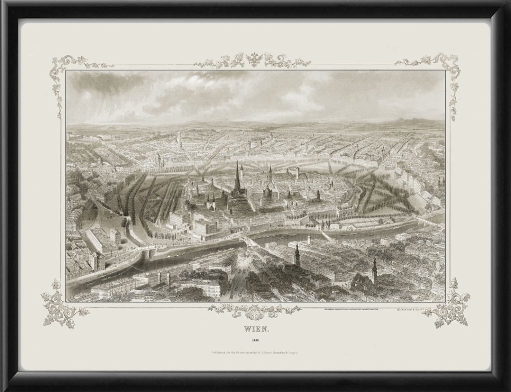 Vienna Austria 1850-2 Restored Map | Vintage City Maps
