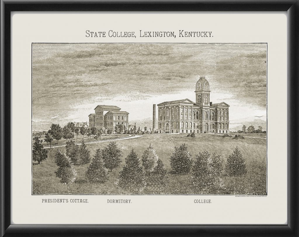 University of Kentucky 1882 - Vintage City Maps, Restored Views