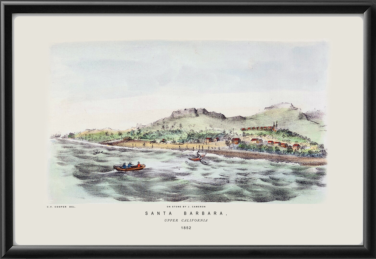 Santa Barbara CA 1852 Restored Map | Vintage City Maps