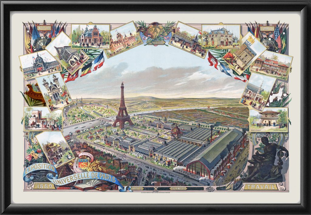 Paris France 1889 - Exposition Universelle Restored Map | Vintage City Maps
