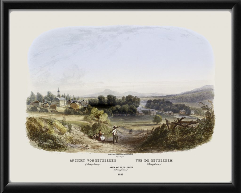 Bethlehem PA 1840 Restored Map | Vintage City Maps