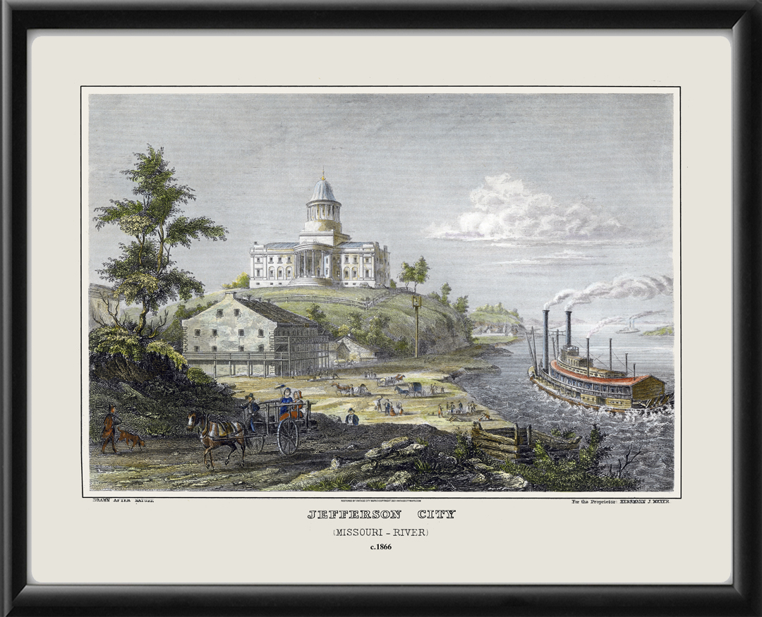 Jefferson City MO 1855 Restored Map | Vintage City Maps