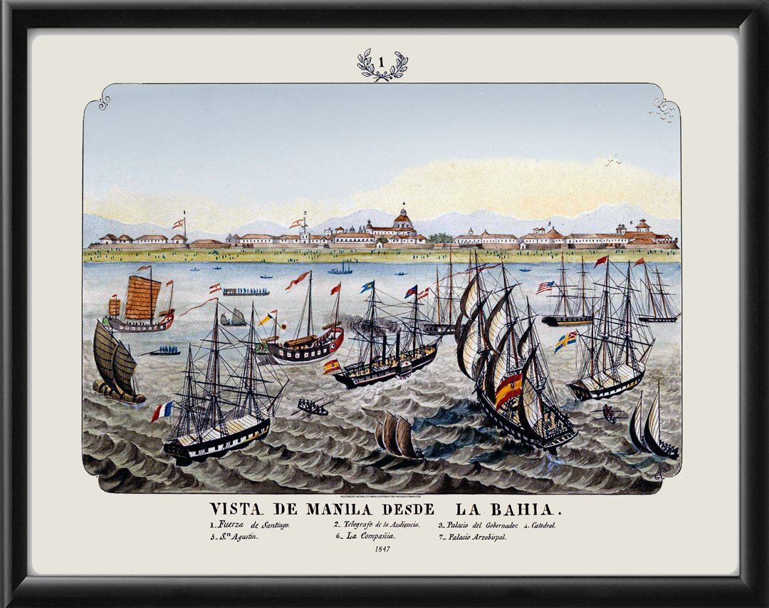 Manila Philippines 1847 Restored Map | Vintage City Maps