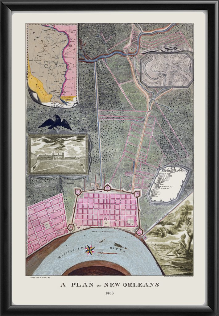 New Orleans LA 1803 - Plan of New Orleans - Restored Map | Vintage City ...