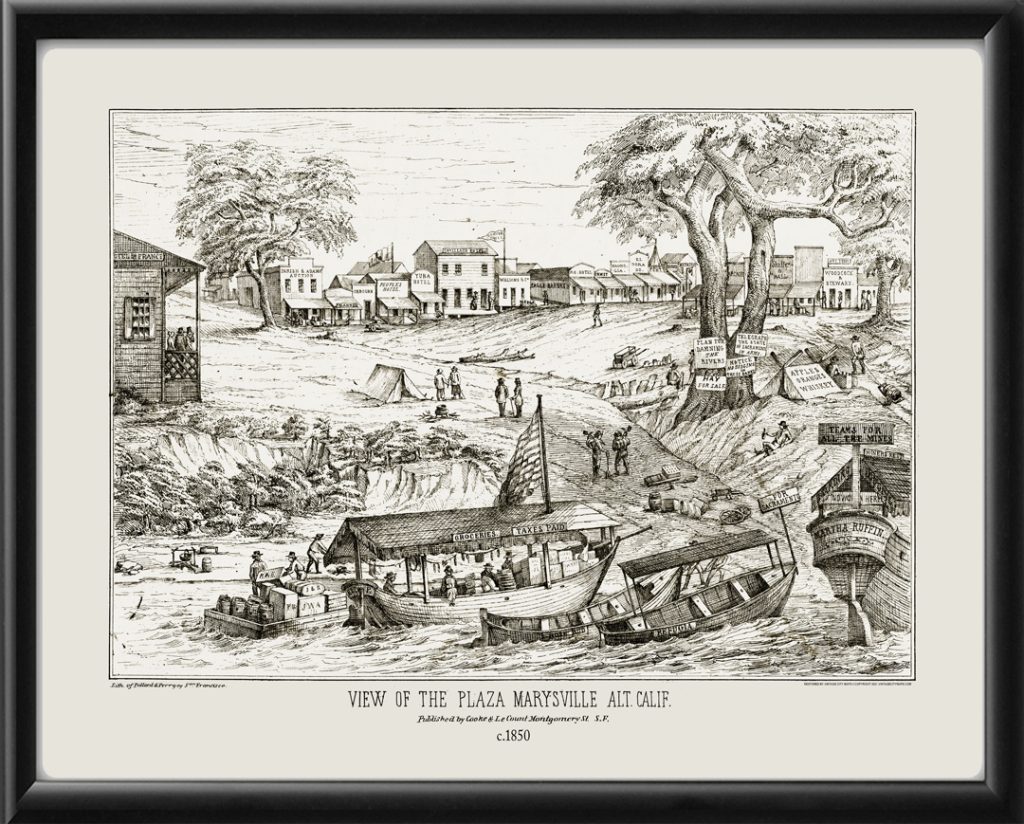 Marysville CA 1850 Restored View | Vintage City Maps