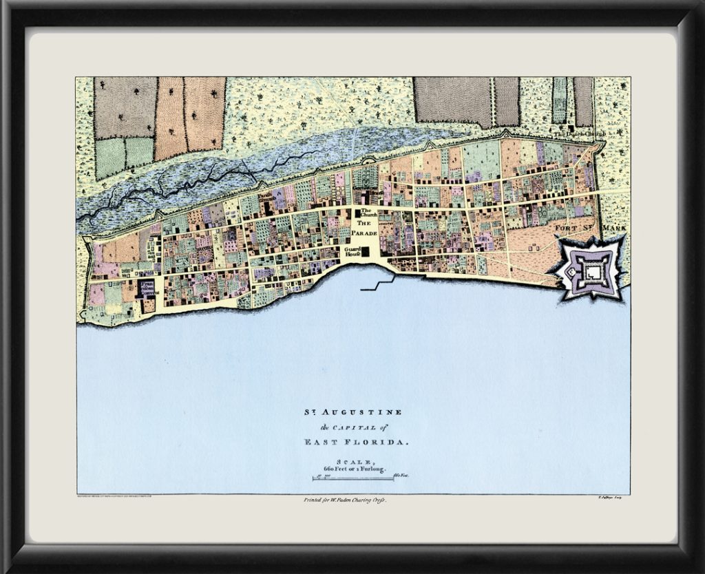 St. Augustine FL 1769 Restored Map | Vintage City Maps