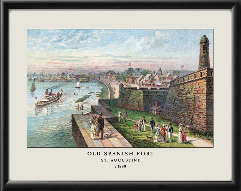 St. Augustine Old Spanish Fort 1880 Restored Map | Vintage City Maps