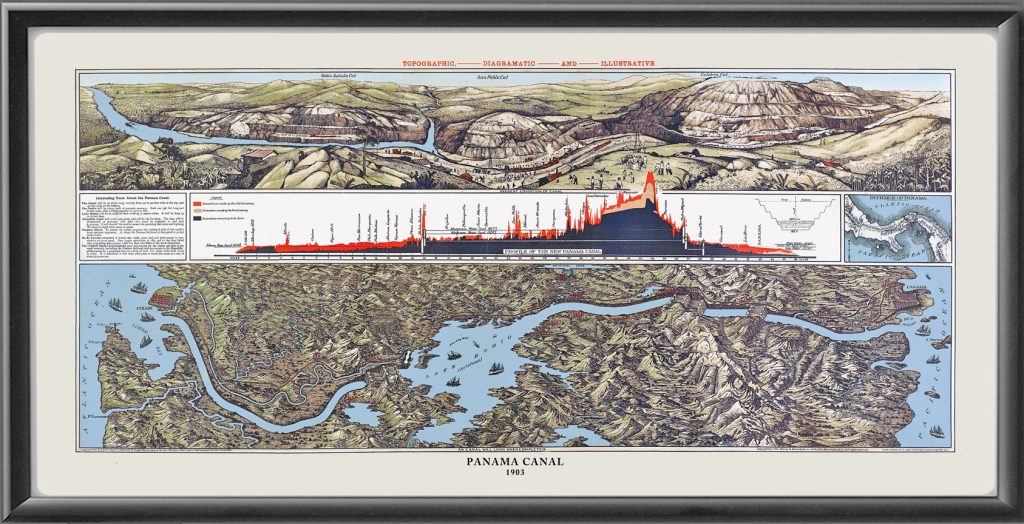 Panama Canal 1903 Restored Map | Vintage City Maps