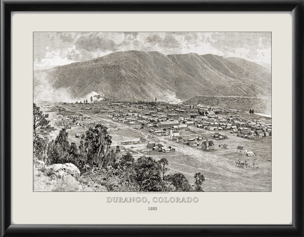 Durango CO 1883 Restored Map | Vintage City Maps