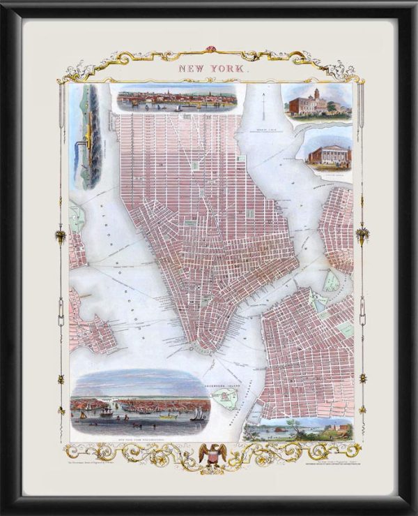 New York City NY 1851 Restored Map | Vintage City Maps