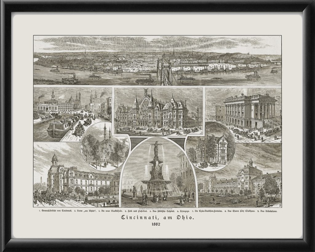 Cincinnati OH 1882 Restored Map | Vintage City Maps