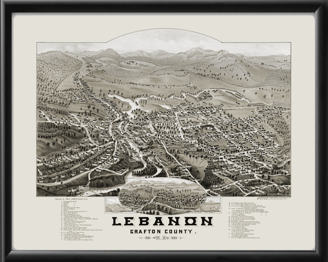 Lebanon NH 1884 Restored Map | Vintage City Maps