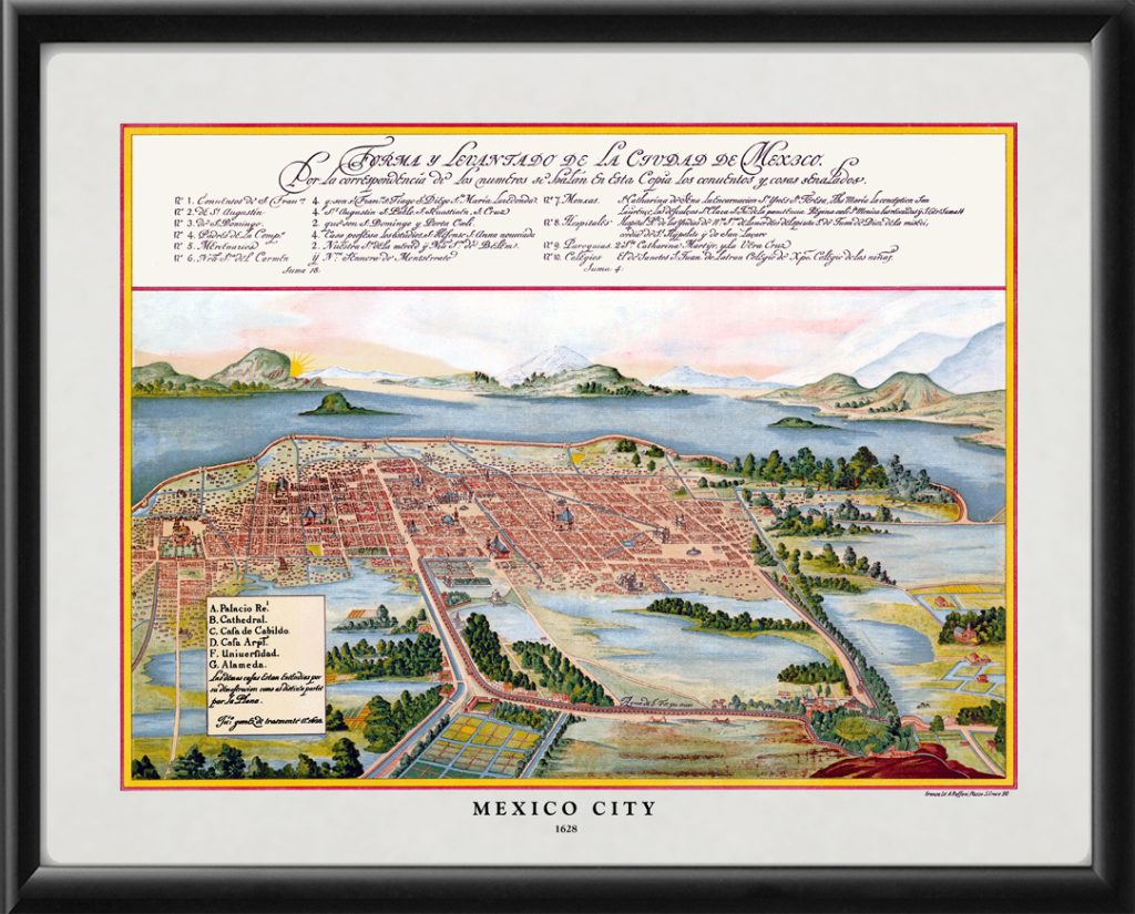 Mexico City 1890 Restored Bird's Eye View | Vintage City Maps