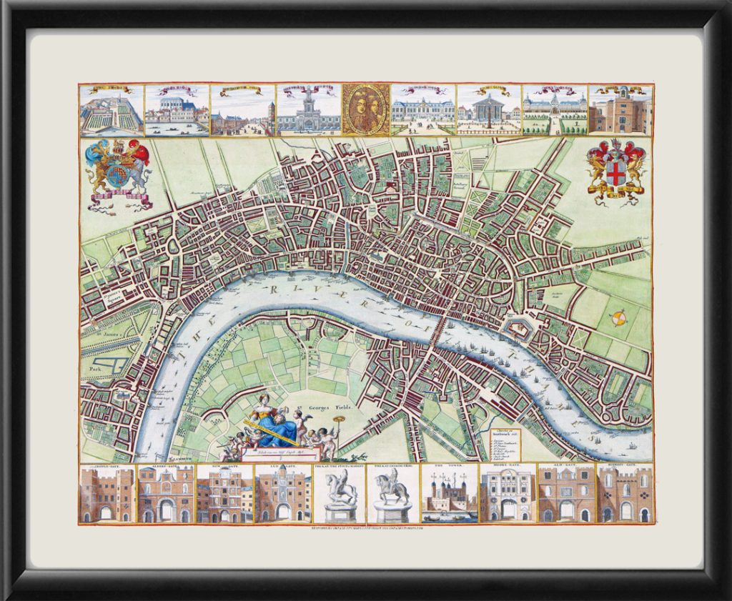 London England 1688 Restored Bird's Eye View Map | Vintage City Maps