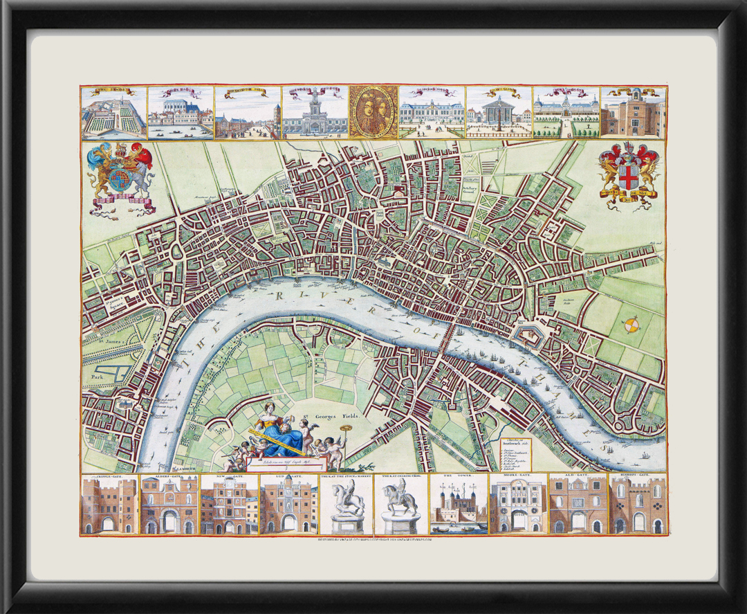 London England 1688 Restored Map | Vintage City Maps