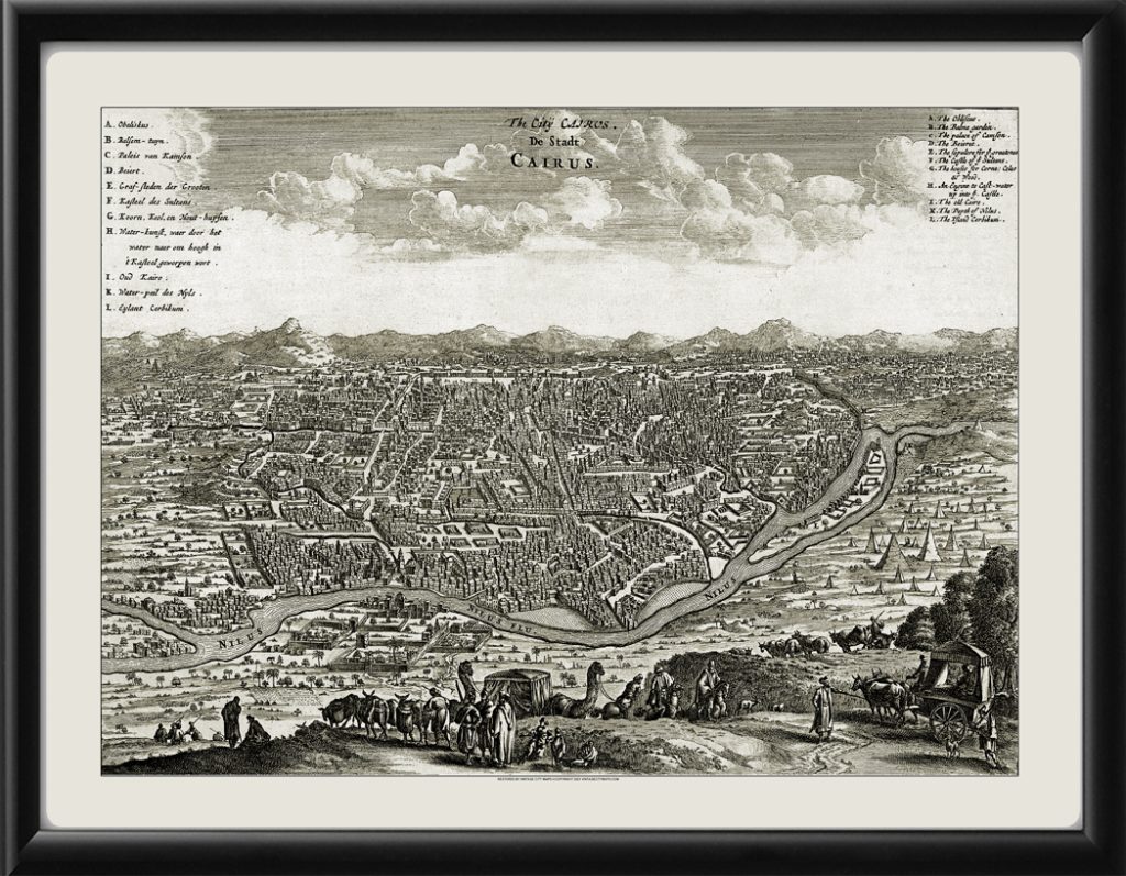 Cairo Egypt 1555 Restored Map | Vintage City Maps