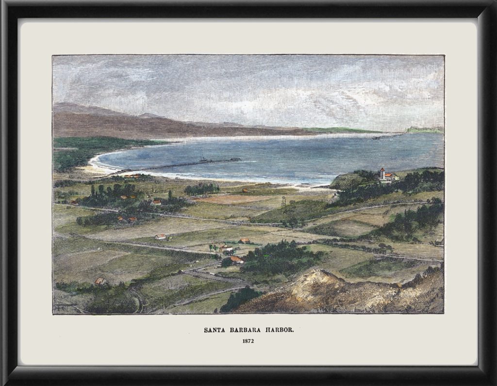 Santa Barbara Harbor CA 1872 - Vintage City Maps, Restored City Maps