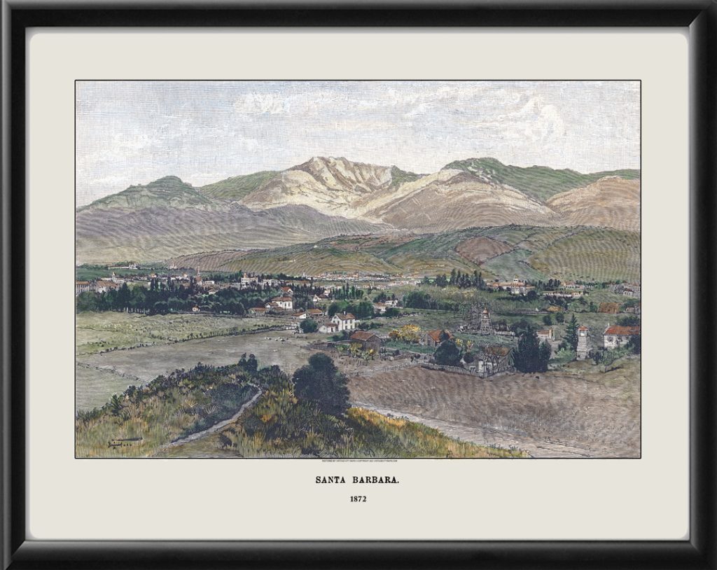 Santa Barbara CA 1872 Restored Map | Vintage City Maps