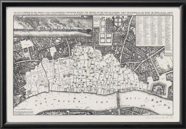 London England 1640 - Vintage City Maps, Restored City Maps