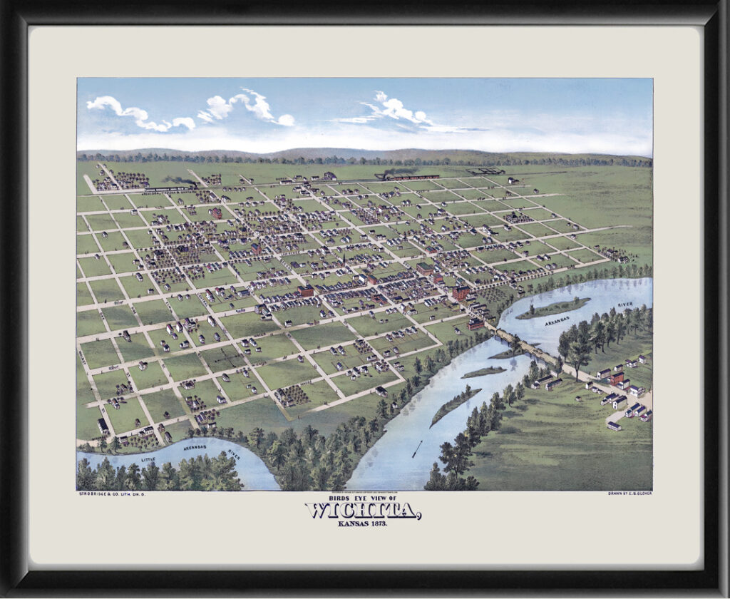 Wichita KS 1873 Restored Map | Vintage City Maps