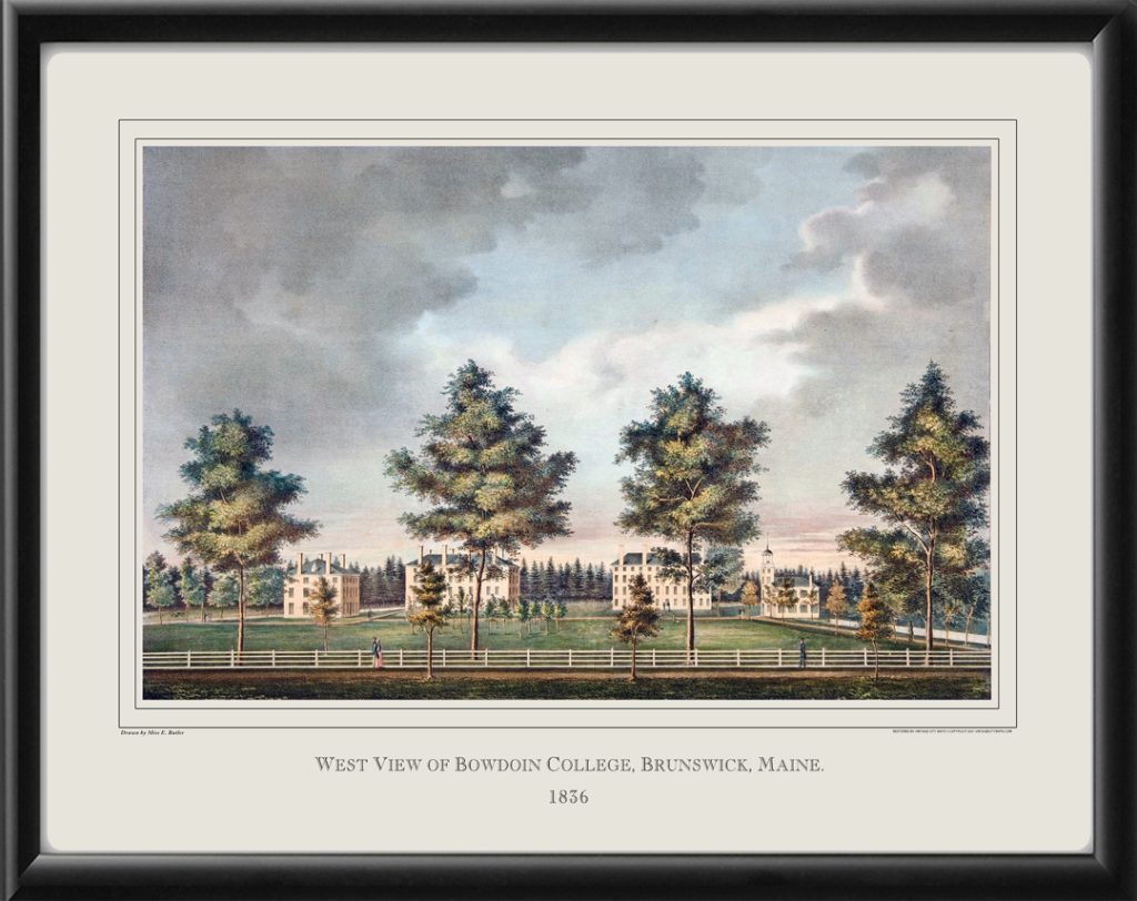 Bowdoin College 1836 Restored Map | Vintage City Maps