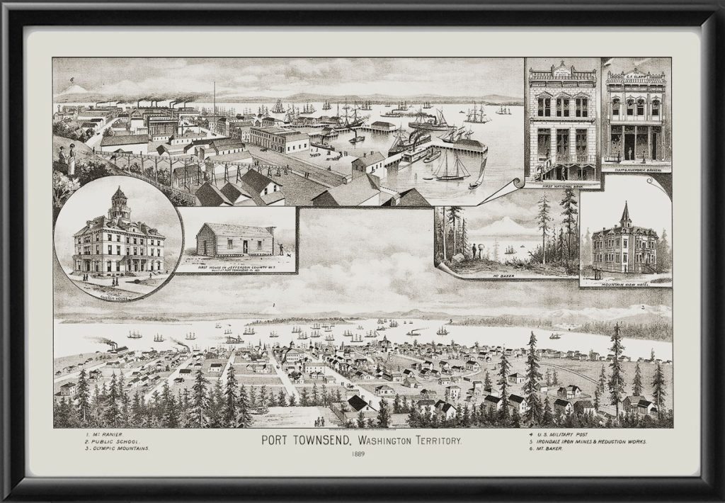 Port Townsend WA 1889 Restored Map | Vintage City Maps