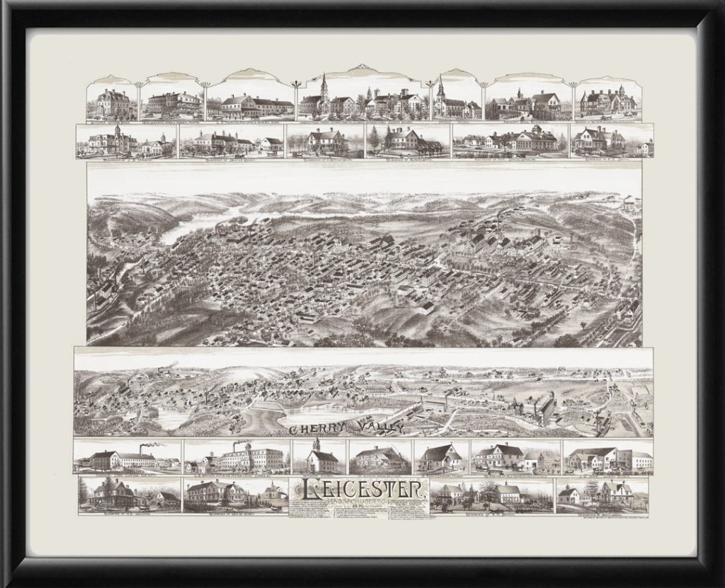 Leicester MA 1891 Restored Map | Vintage City Maps