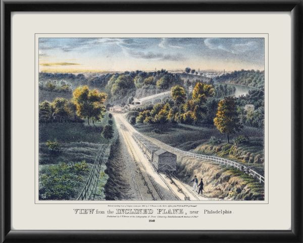 Philadelphia PA 1840 Inclined Plane Restored Map | Vintage City Maps