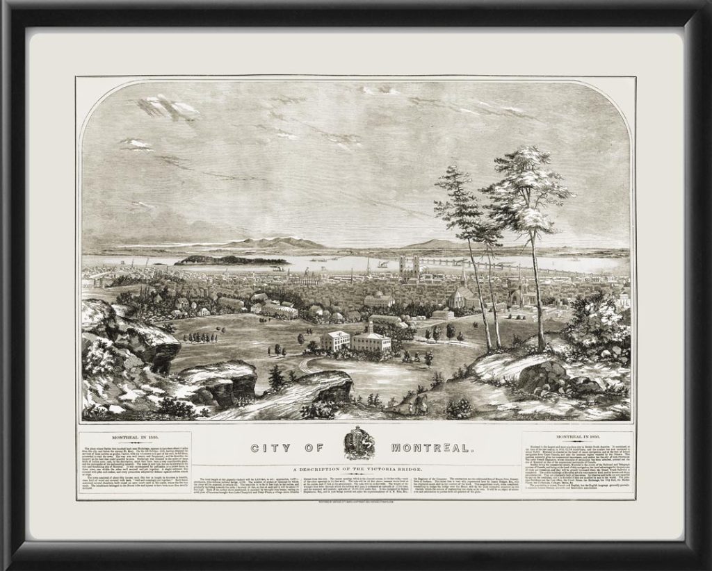 Montreal Canada 1856 - Restored Bird's Eye View | Vintage City Maps