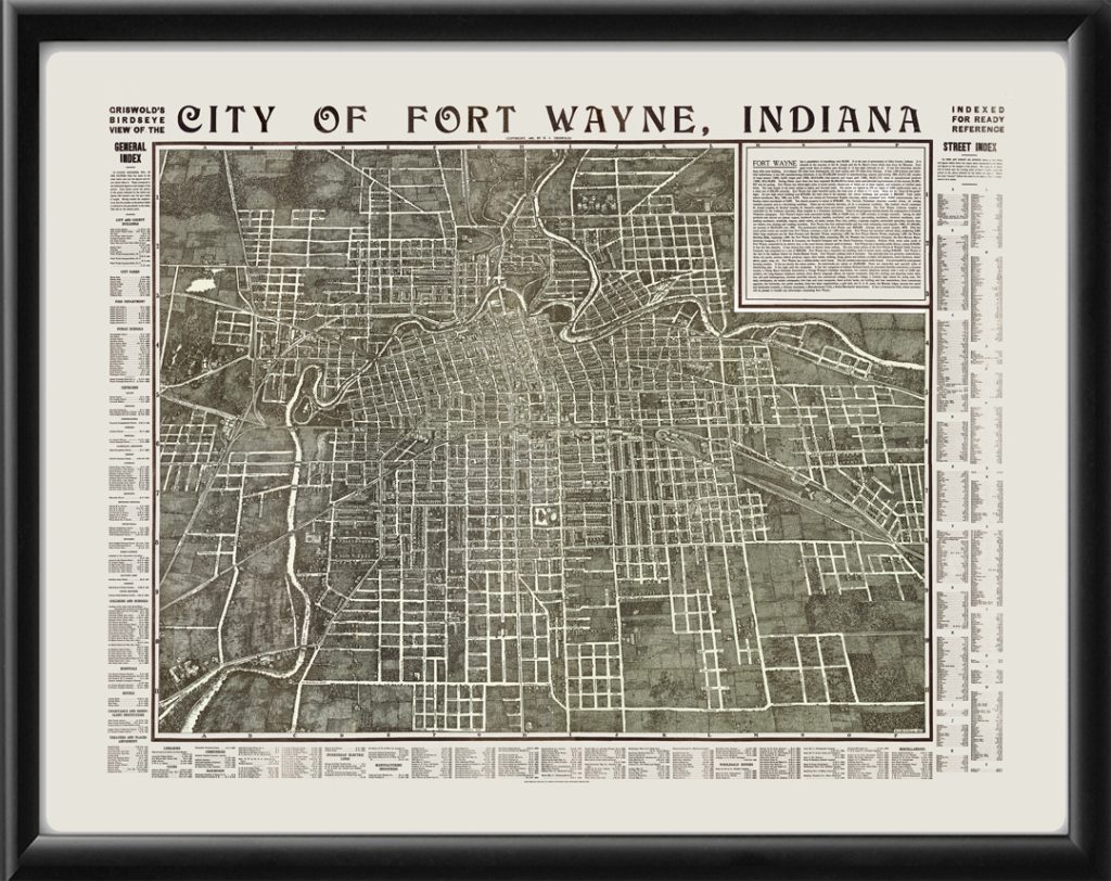 Fort Wayne IN 1907 Restored Map | Vintage City Maps