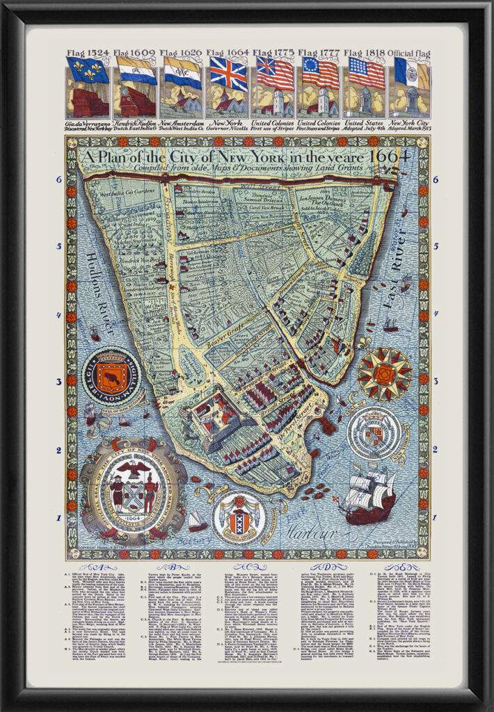 New York City NY 1664 Restored Map | Vintage City Maps
