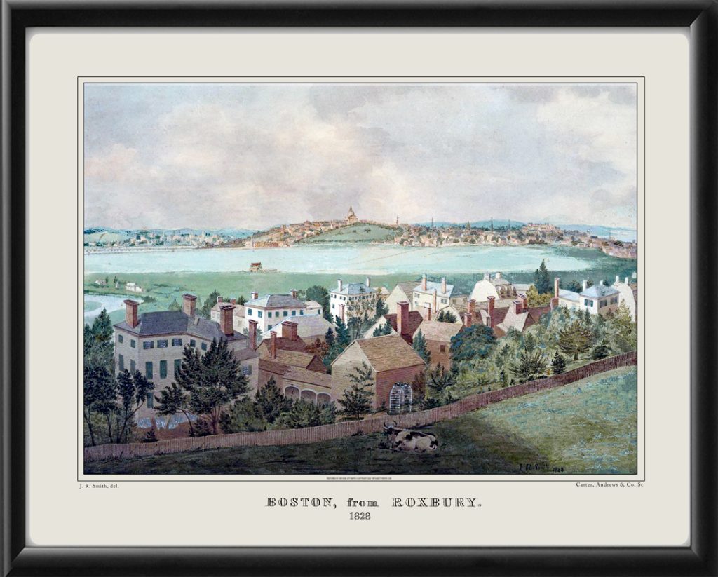 Roxbury MA 1828 Restored Map | Vintage City Maps