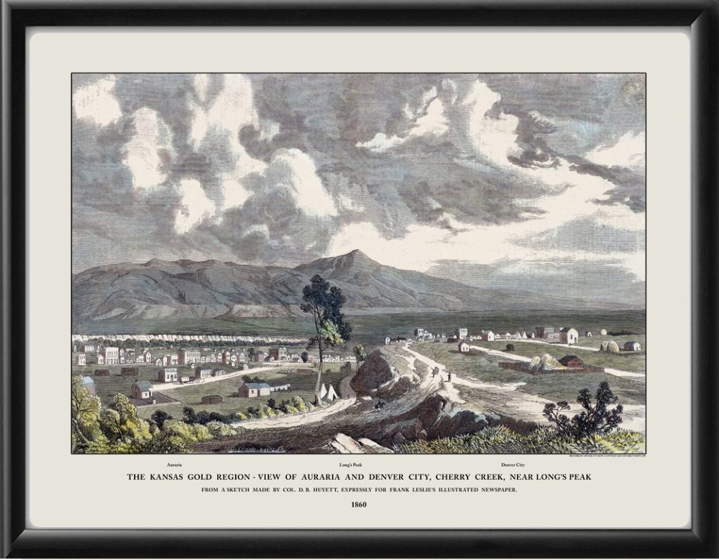 Auraria - Denver CO 1860 Restored Map | Vintage City Maps