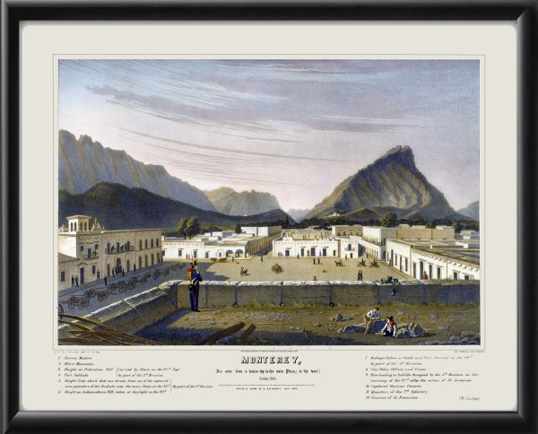 Monterrey Mexico 1846 - Restored Bird's Eye View | Vintage City Maps