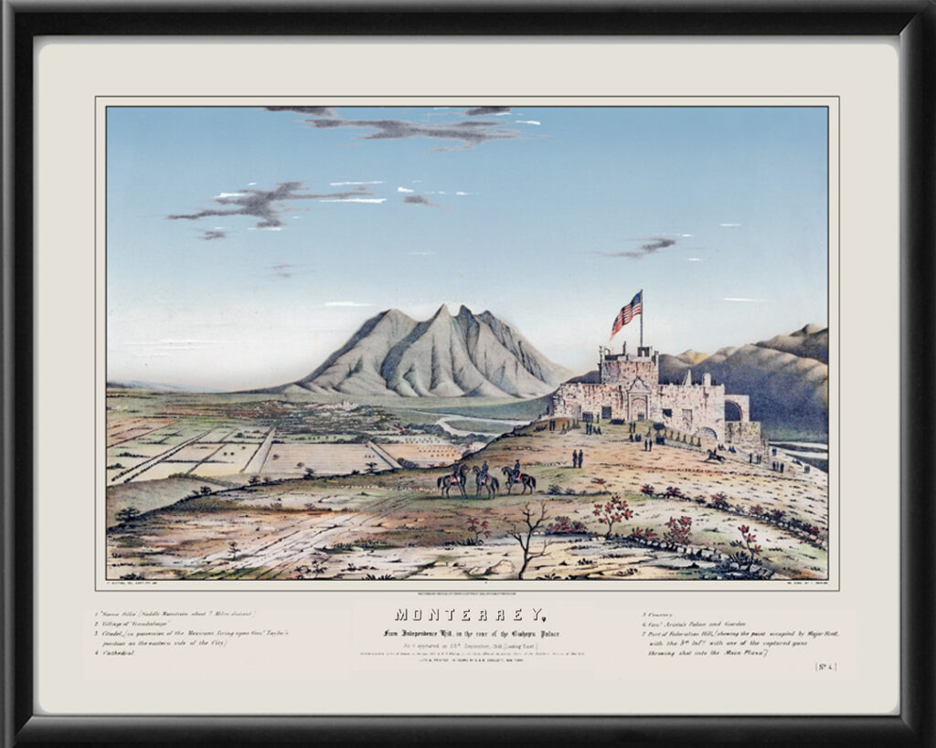 Monterrey, Mexico From Independence Hill 1846 Restored Map | Vintage ...