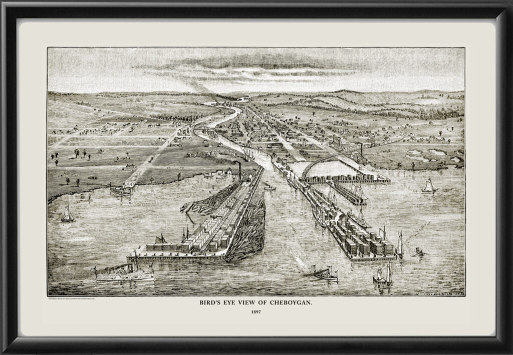 Cheboygan MI 1897 Restored Map | Vintage City Maps