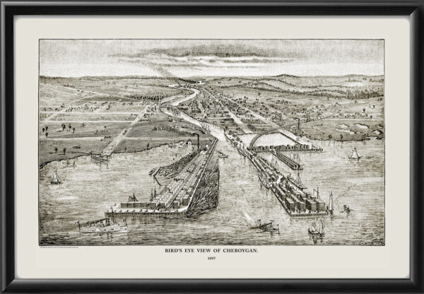 Cheboygan MI 1897 Restored Map | Vintage City Maps