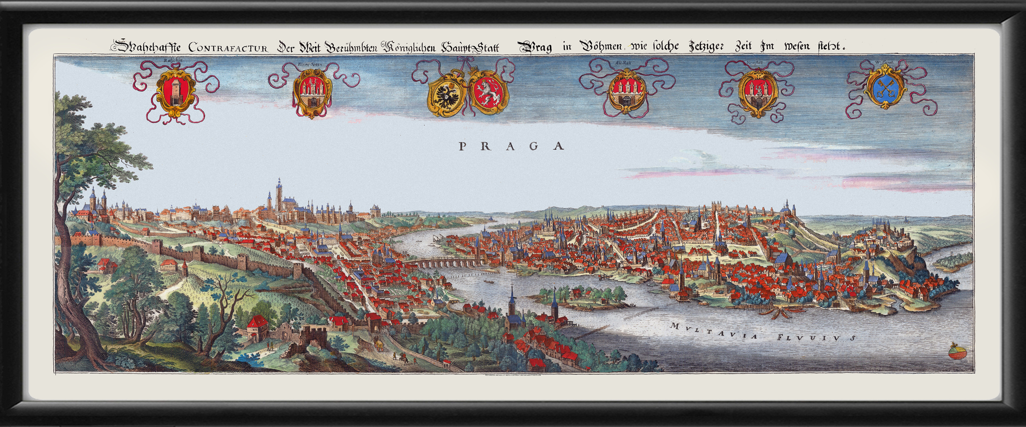 Prague Czech Republic 1650 Restored Map | Vintage City Maps