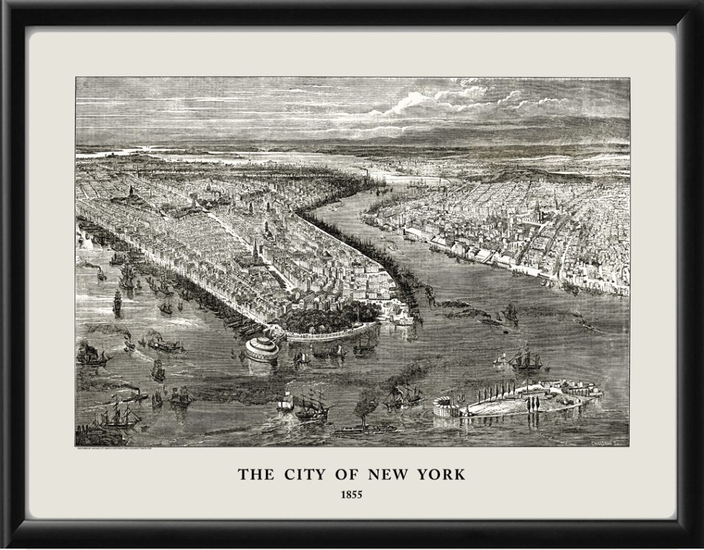 New York City NY 1855 Restored Map | Vintage City Maps