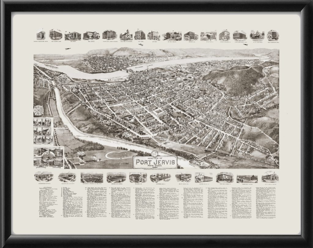 Port Jervis NY 1920 Restored Map | Vintage City Maps