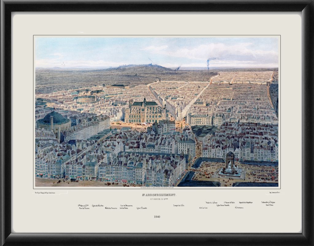 Paris France 1840 (3) Restored Map | Vintage City Maps