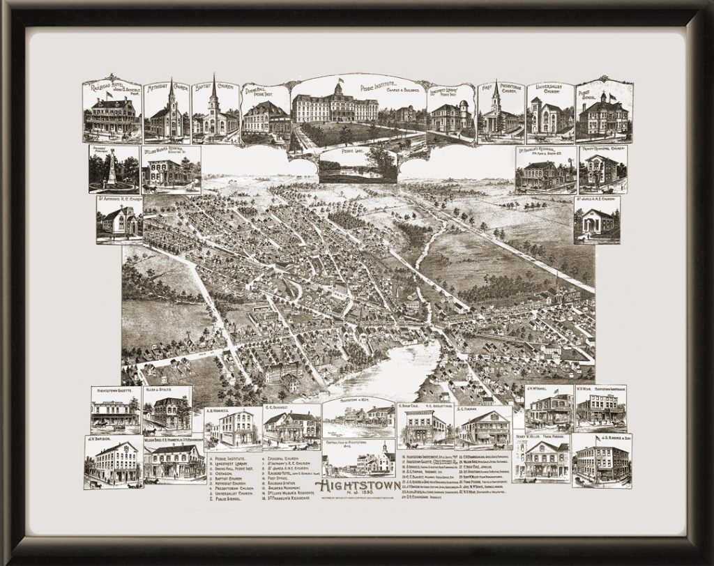 Hightstown NJ 1895 Restored Map | Vintage City Maps