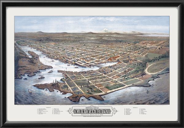 Victoria BC Canada 1878 (Color) - Restored Bird's Eye View Map ...